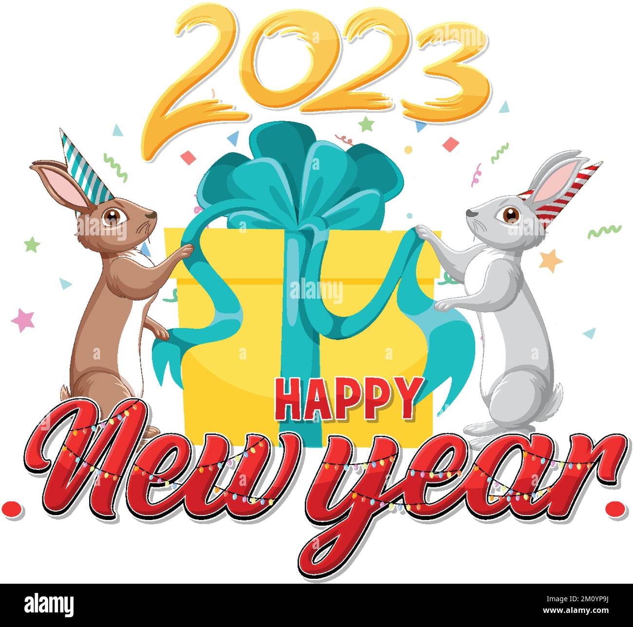 Year of the Rabbit Happy New Year Banner illustration Stock Vector ...