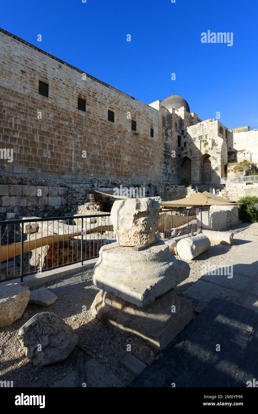 The Jerusalem Archaeological Park near the Dung gate in the old city of ...