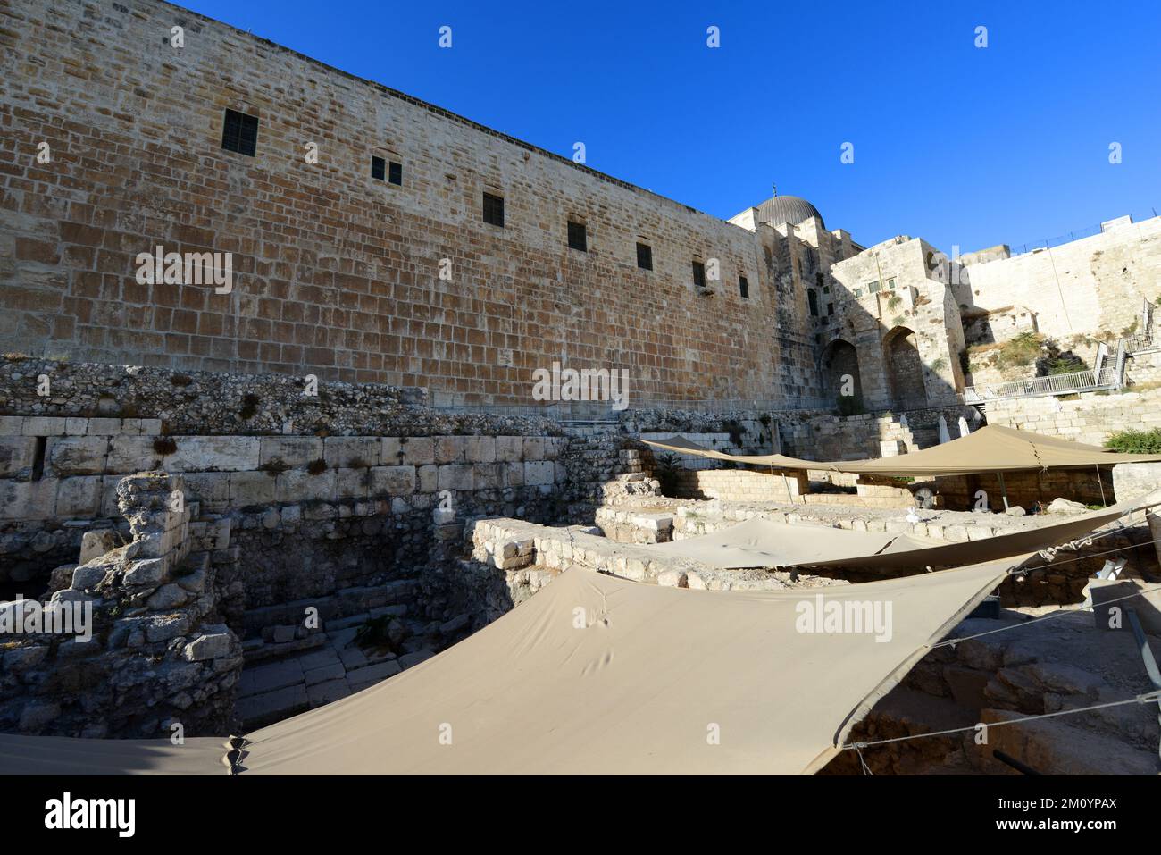 The Jerusalem Archaeological Park near the Dung gate in the old city of ...