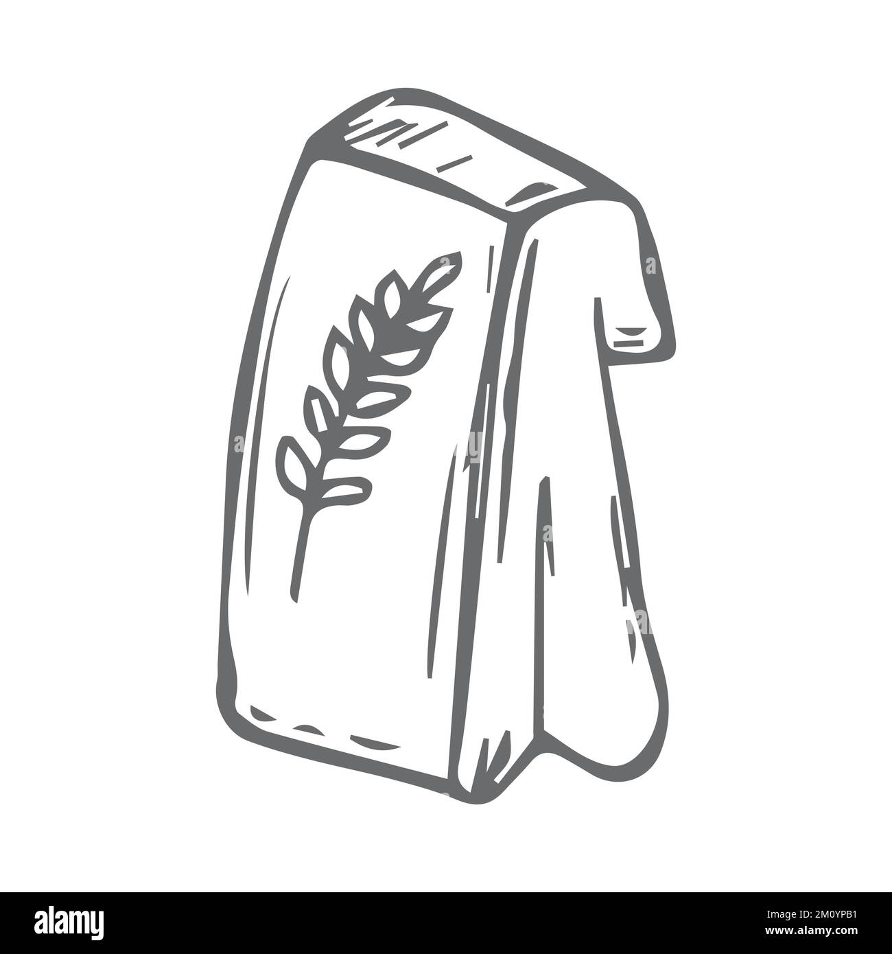 Vector illustration of a paper bag for fresh pastries drawn by hand ...