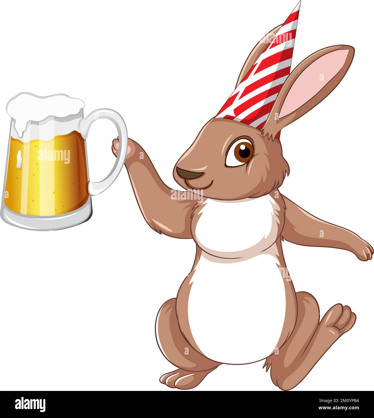 Cute rabbit holding beer isolated illustration Stock Vector Image & Art ...