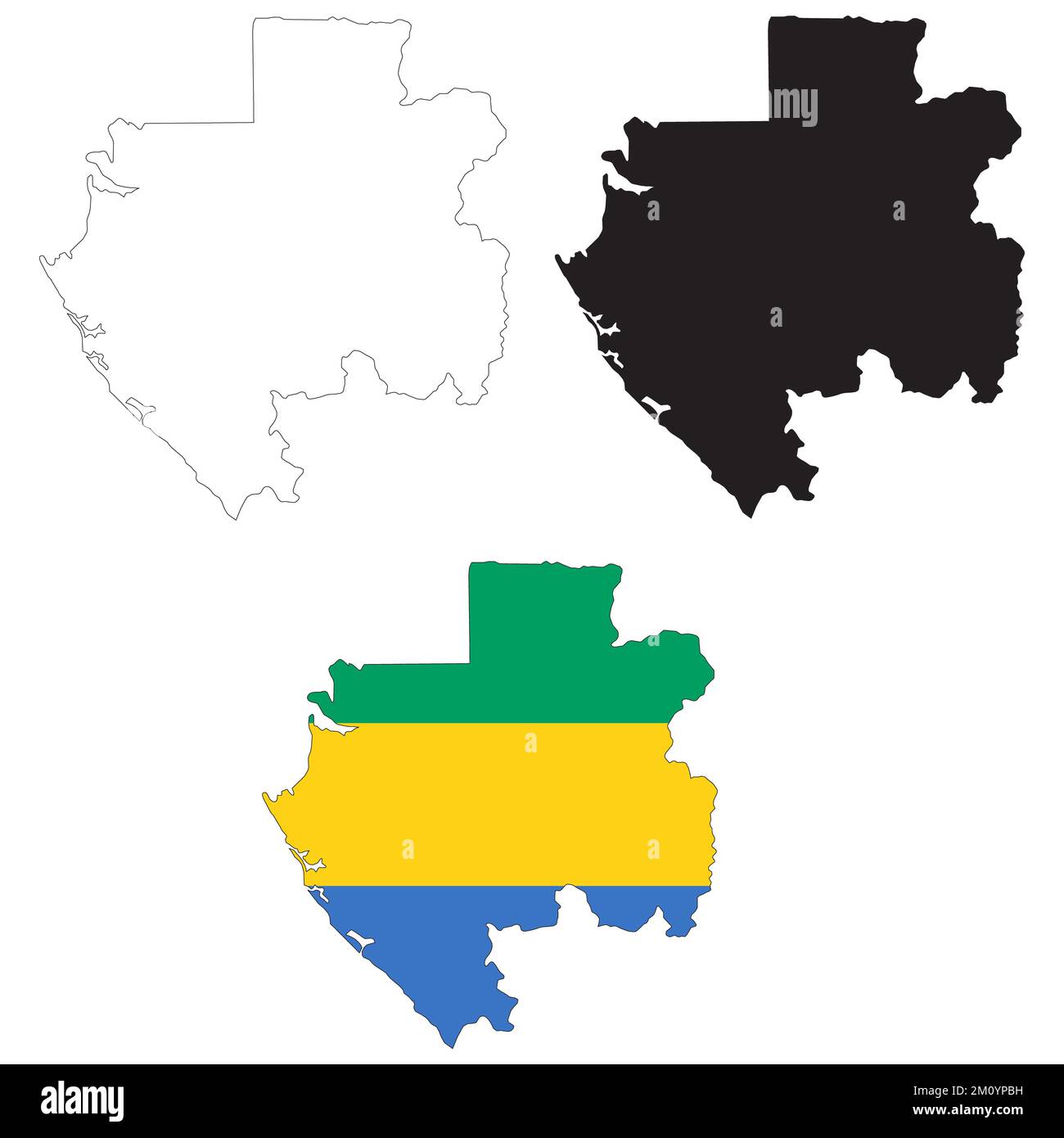 Map Gabon on white background. Gabon Map Outline. Gabon vector map with ...