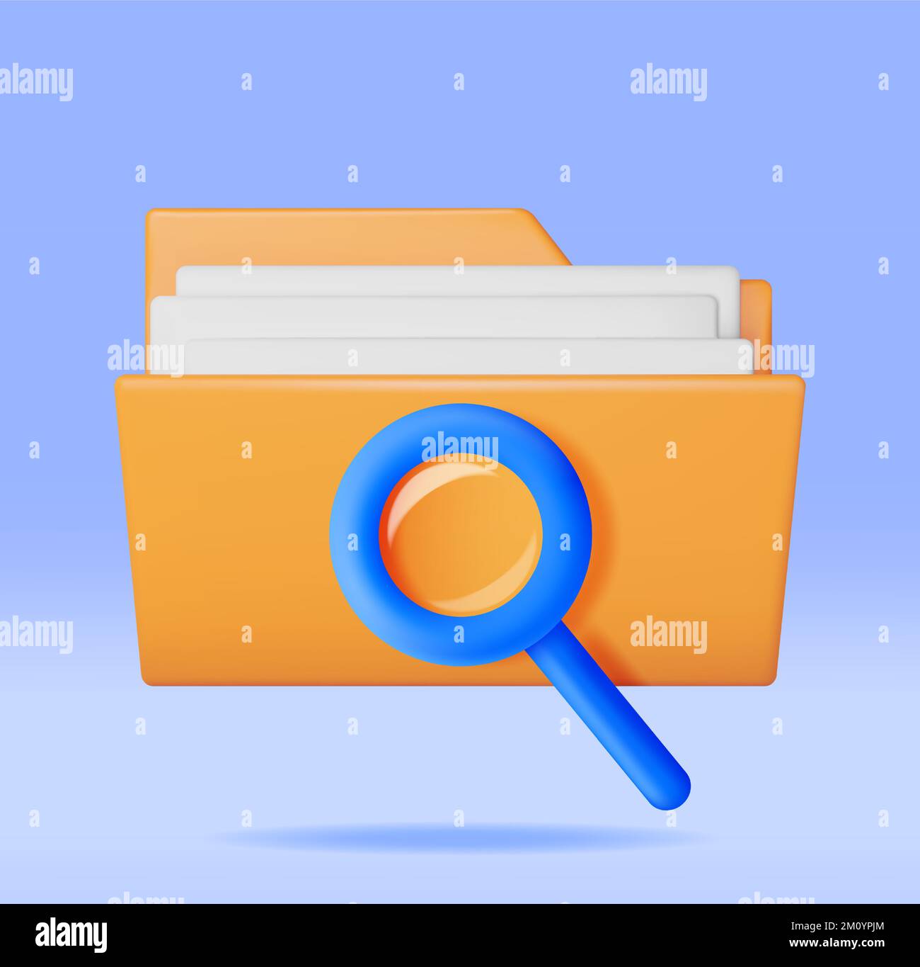 Magnifier folder file 3d illustration Stock Vector Images - Alamy