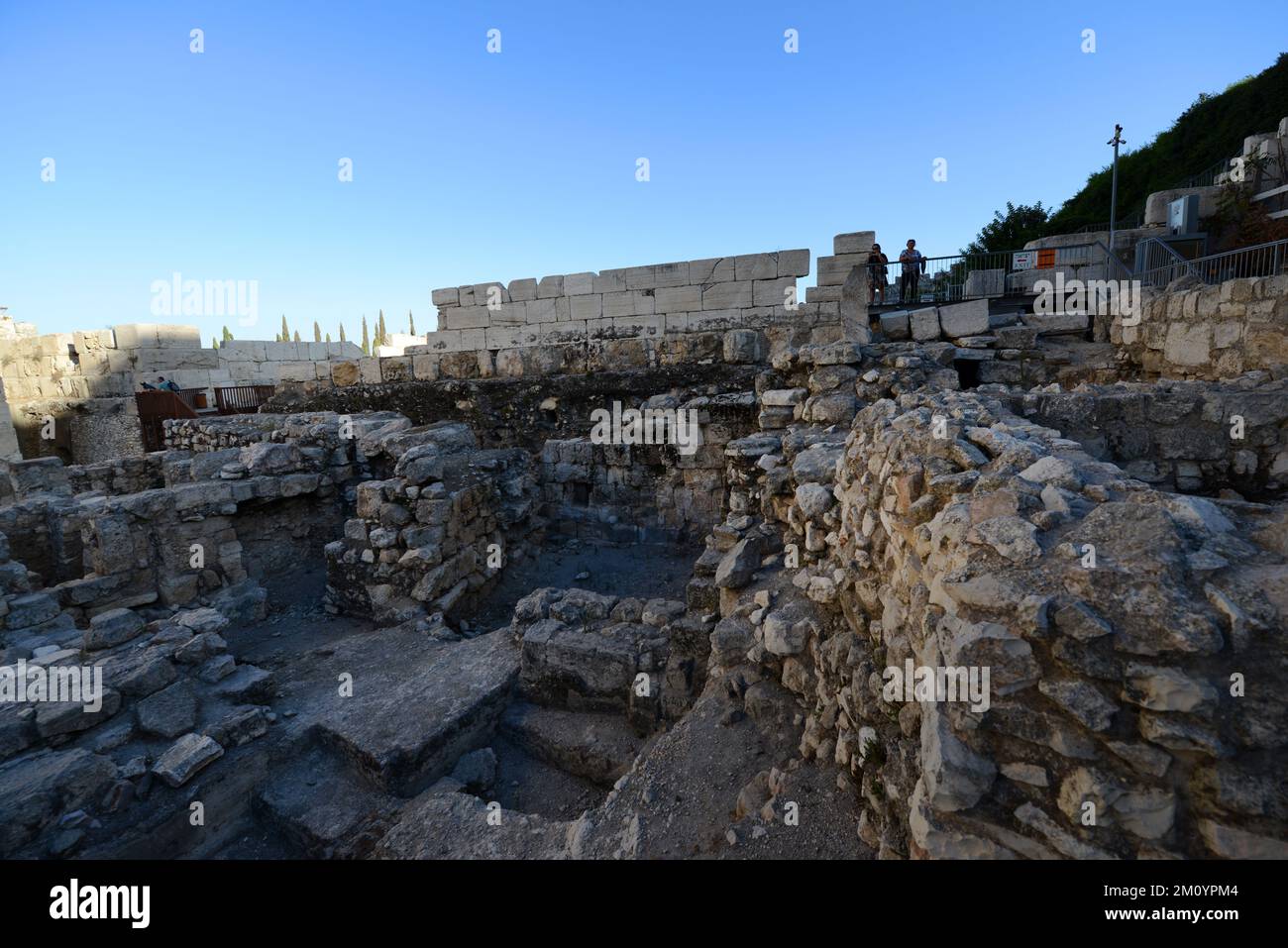 Ruins at the Herodian street in the archeological park in the old city ...
