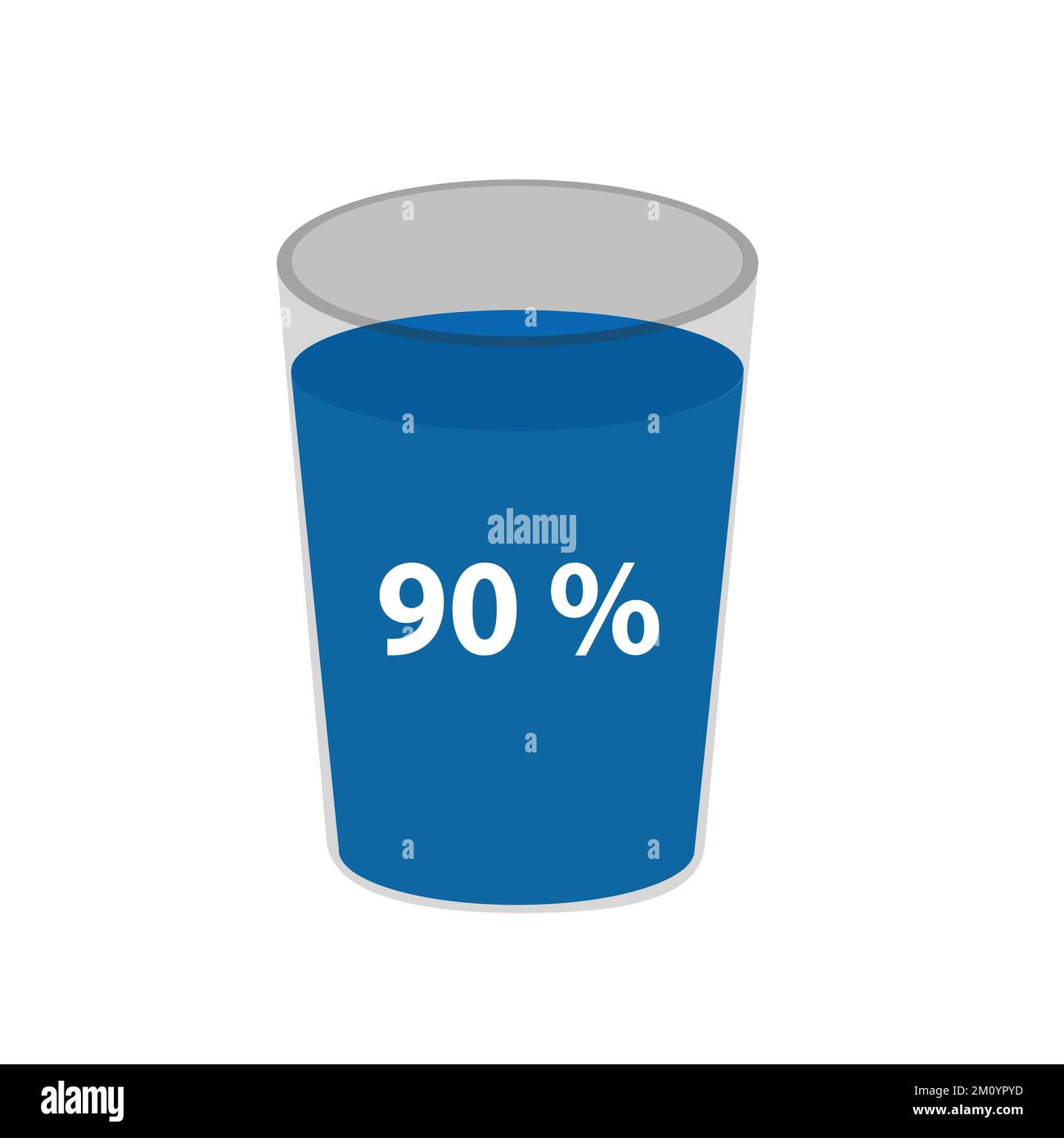 Glass with liquid and with the 90 percent written on it Stock Vector ...