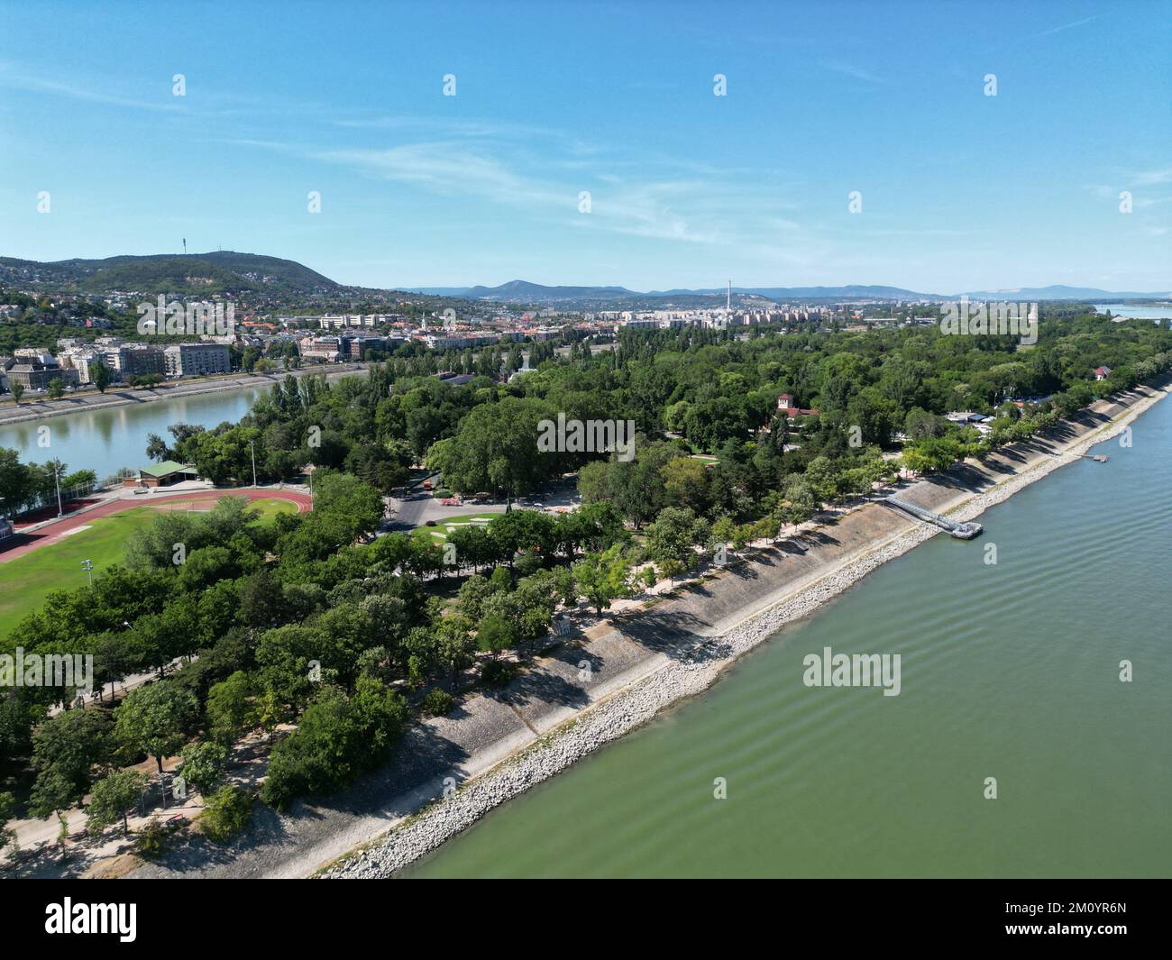 An aerial view of the old village and Lake Balaton in Hungary Stock ...