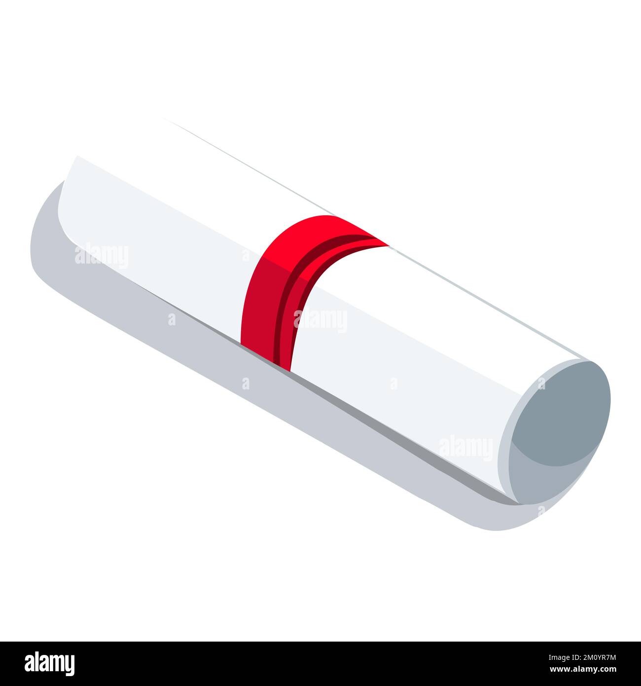 Certificate Roll. with tied red ribbon Isometric Icon vector ...