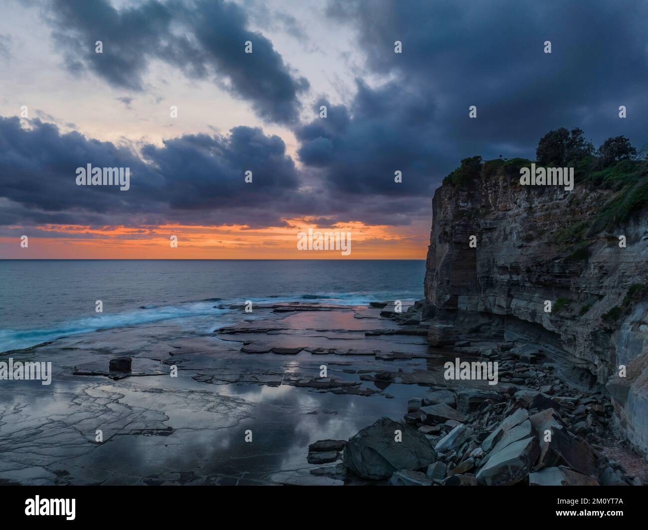 Aerial sunrise seascape with clouds at The Skillion in Terrigal, NSW, Australia Stock Photo - Alamy