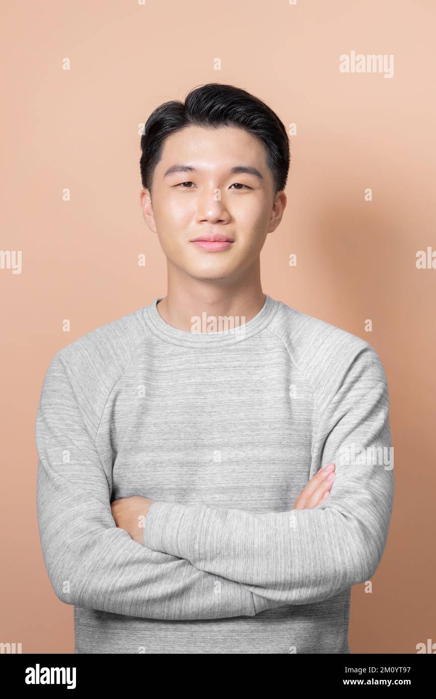 Young, handsome and friendly face man smile, dressed casually with ...