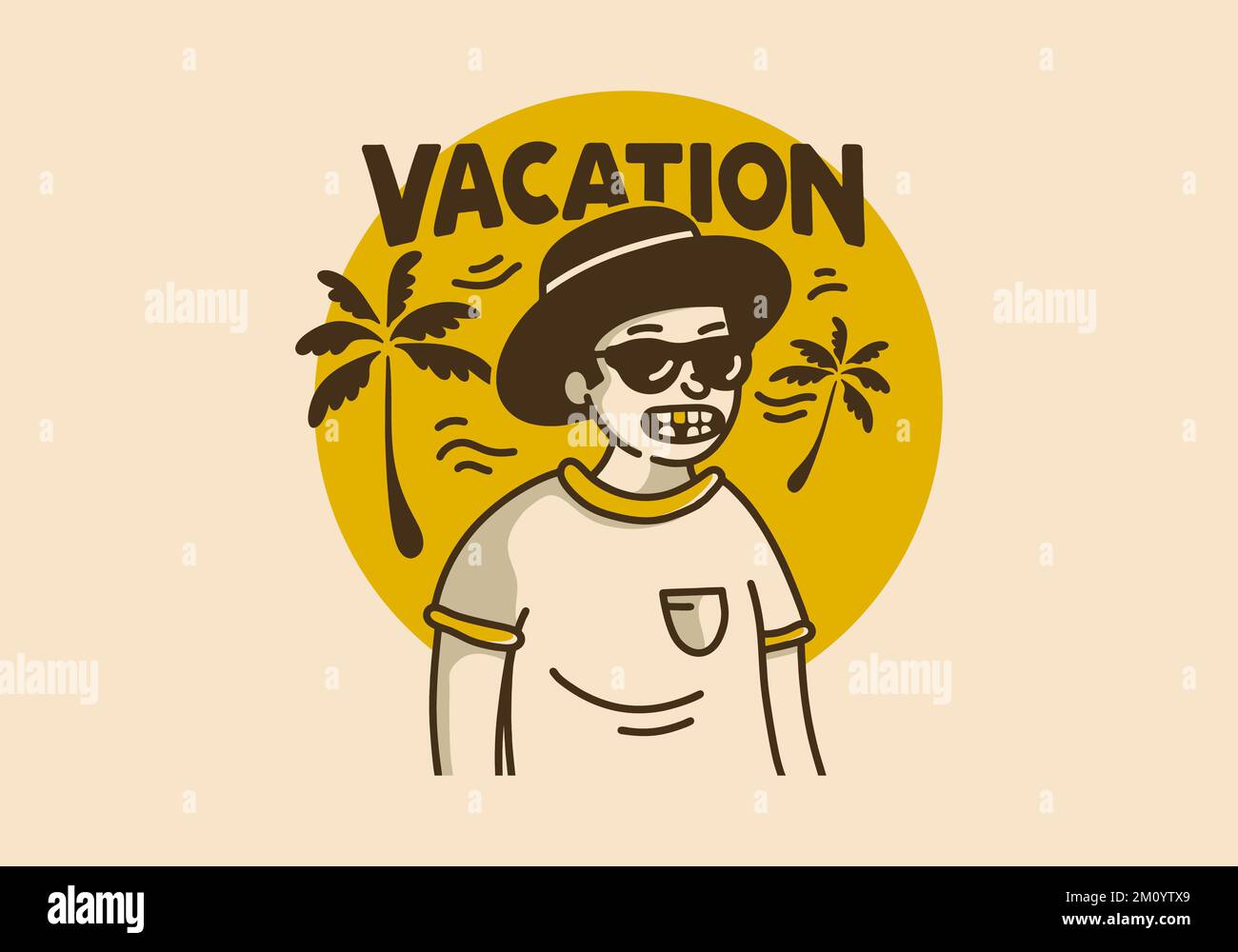 Illustration drawing design of toothless man wearing round hat Stock ...