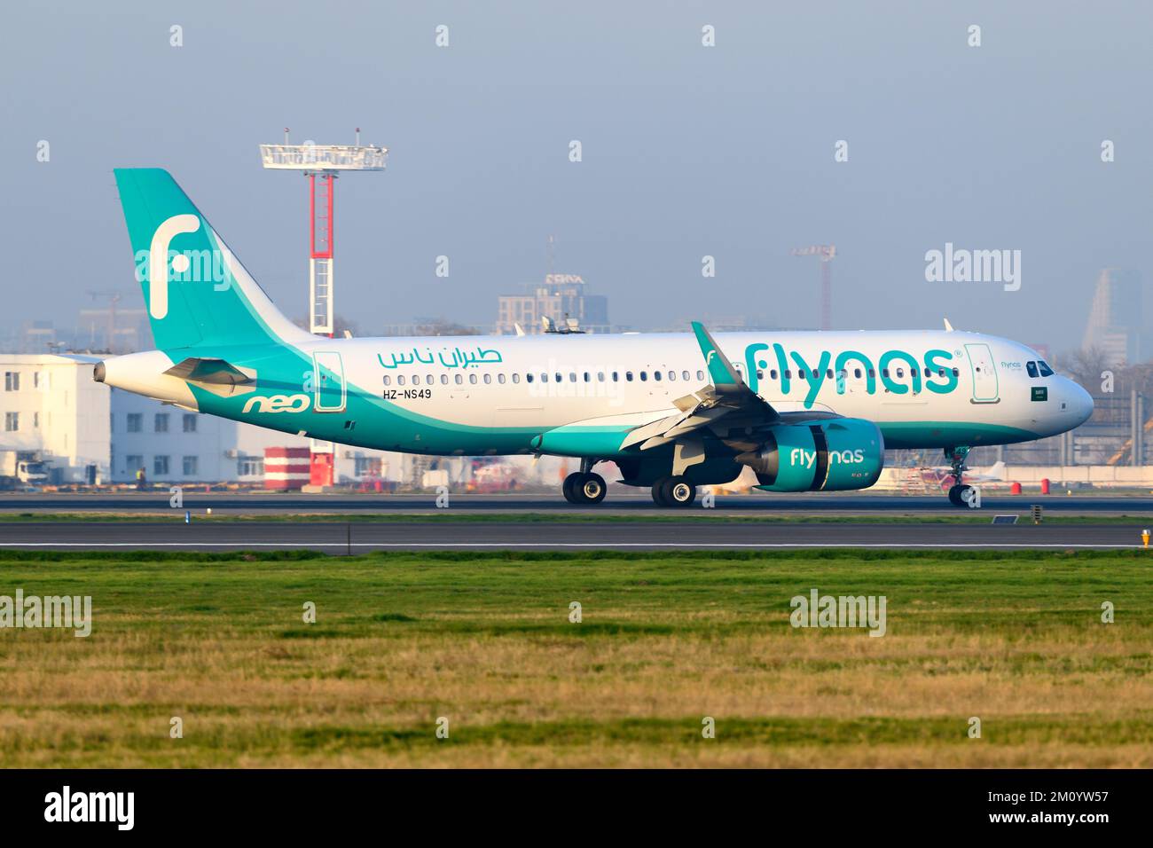 flynas airline Airbus A320 aircraft landing. Airplane A320neo of Fly ...