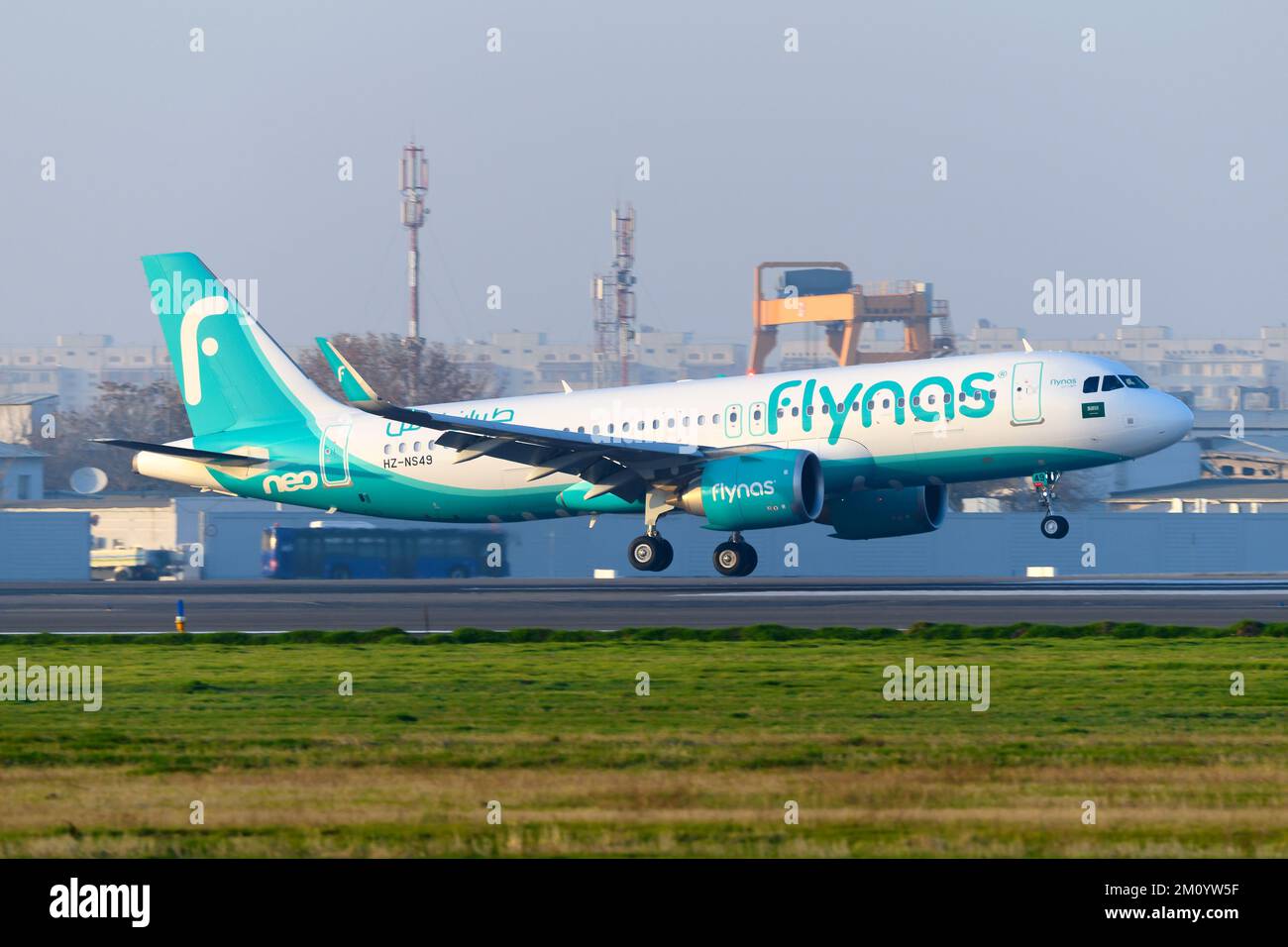 flynas airline Airbus A320 aircraft landing. Airplane A320neo of Fly ...
