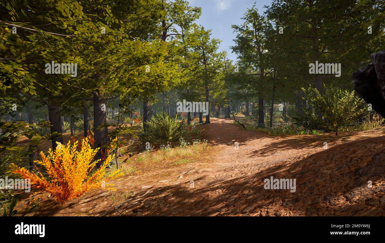 3D rendering. An immersive natural environment. Landscape to illustrate ...