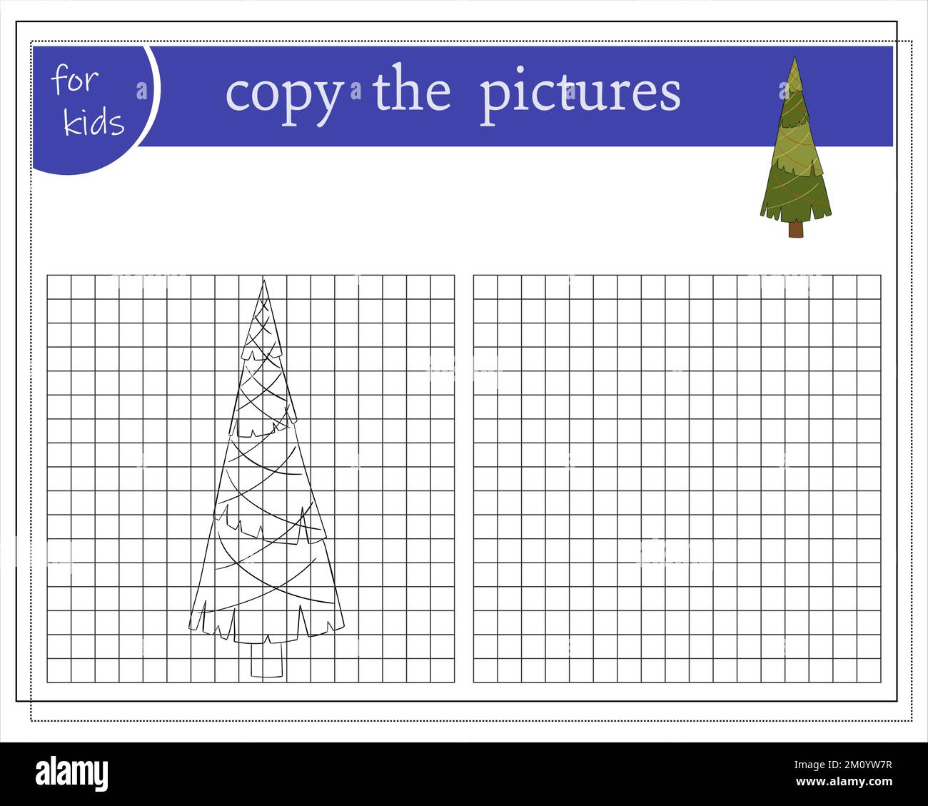 Copy the picture, Educational games for kids, Cartoon Christmas Tree ...