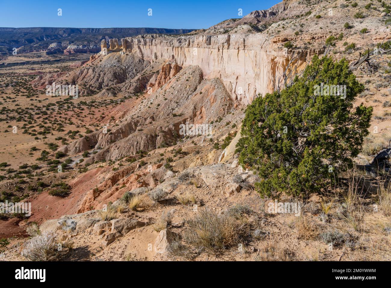 Colorful cliffs of a mesa in the desert landscape of Ghost Ranch, Abiquiu, New Mexico Stock ...