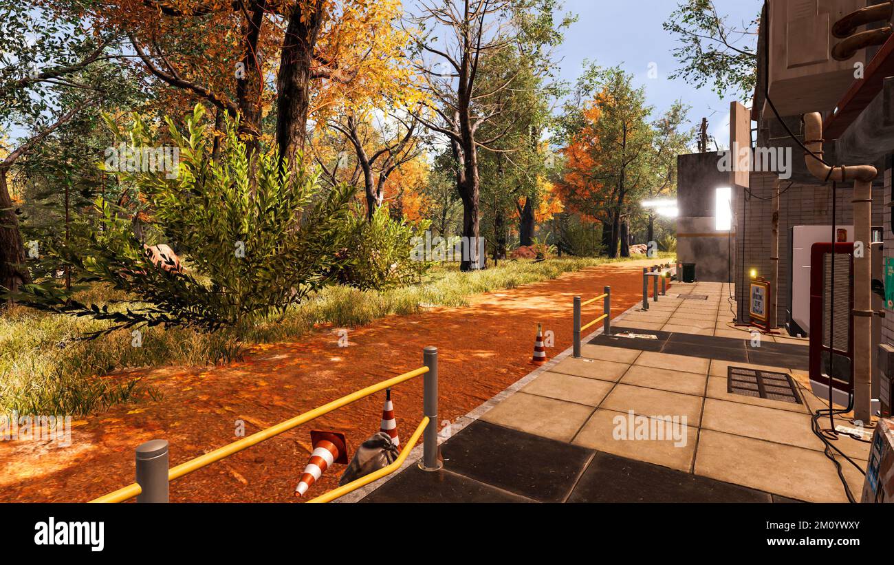 3D rendering. Futuristic landscape, Neo city with cyberpunk style and ...