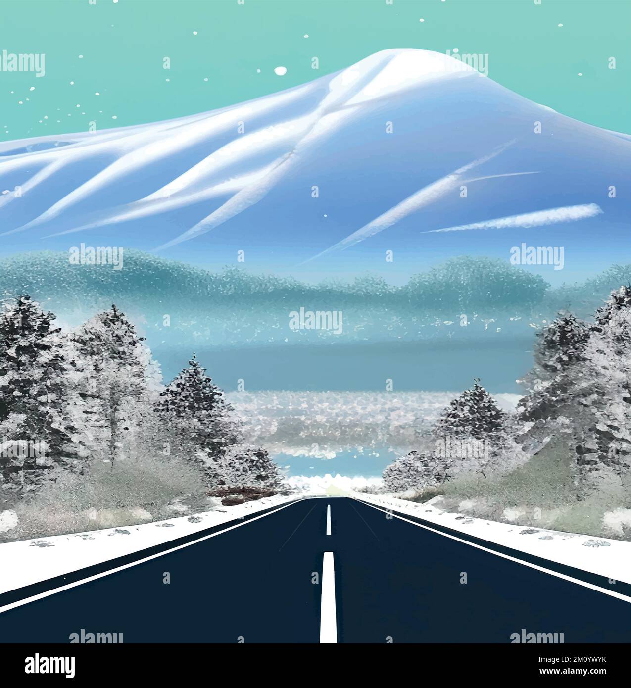 Frosty country lane Stock Vector Images - Alamy