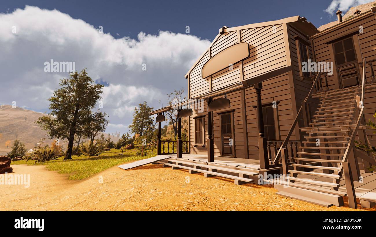 3D rendering. Outdoor architecture with natural environment Stock Photo ...