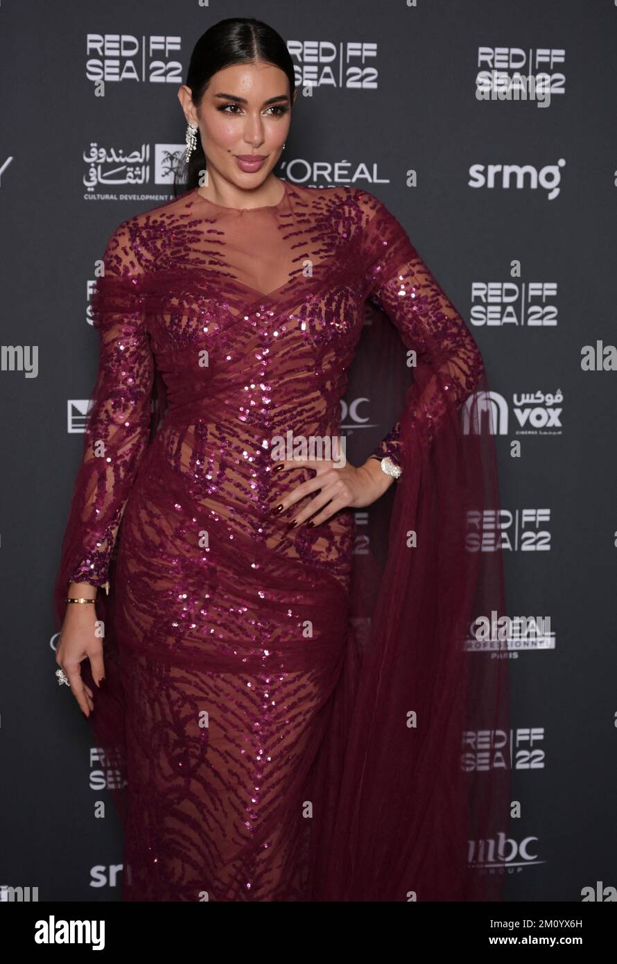 Egyptian actress Yasmin Sabri poses on the Red Carpet during the ...