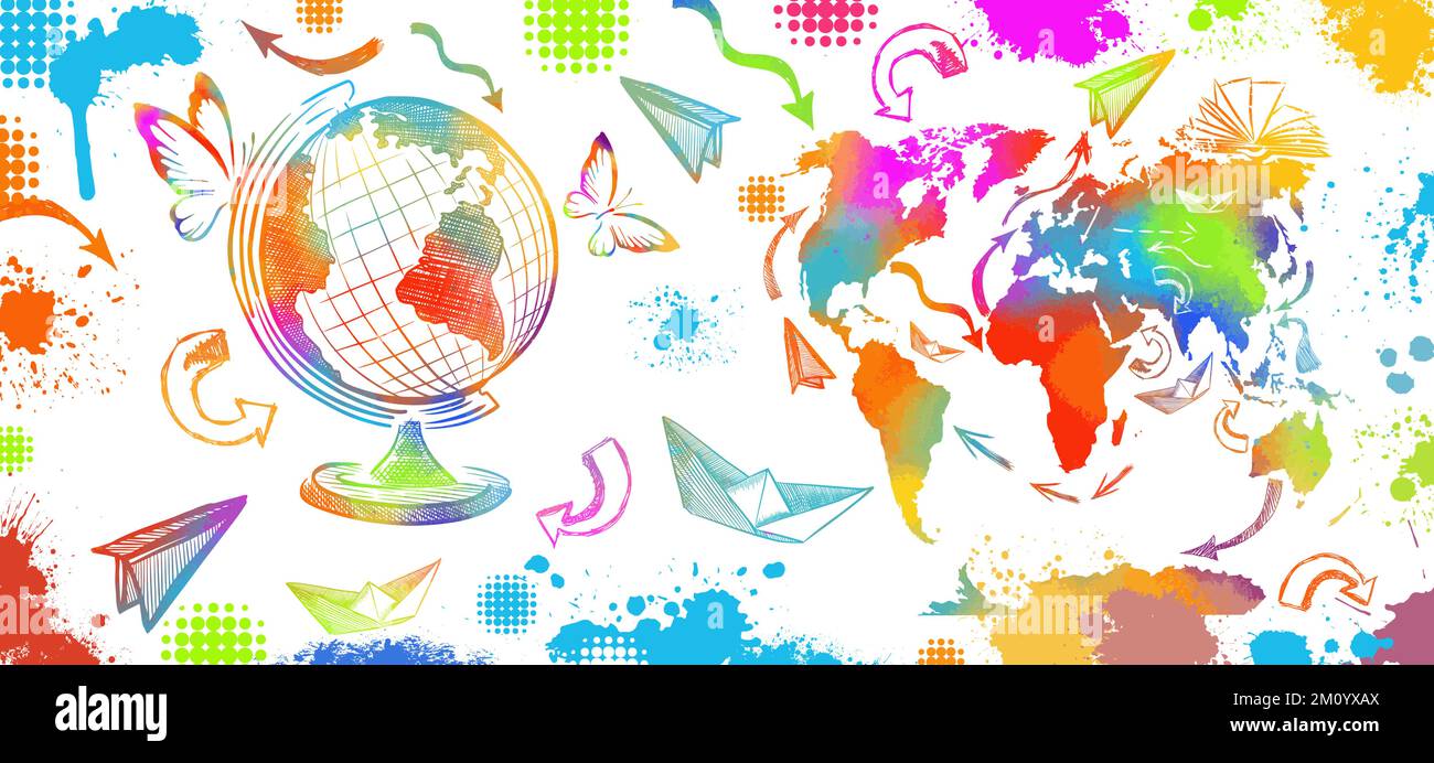 Background color map and globe. Vector illustration Stock Vector Image ...