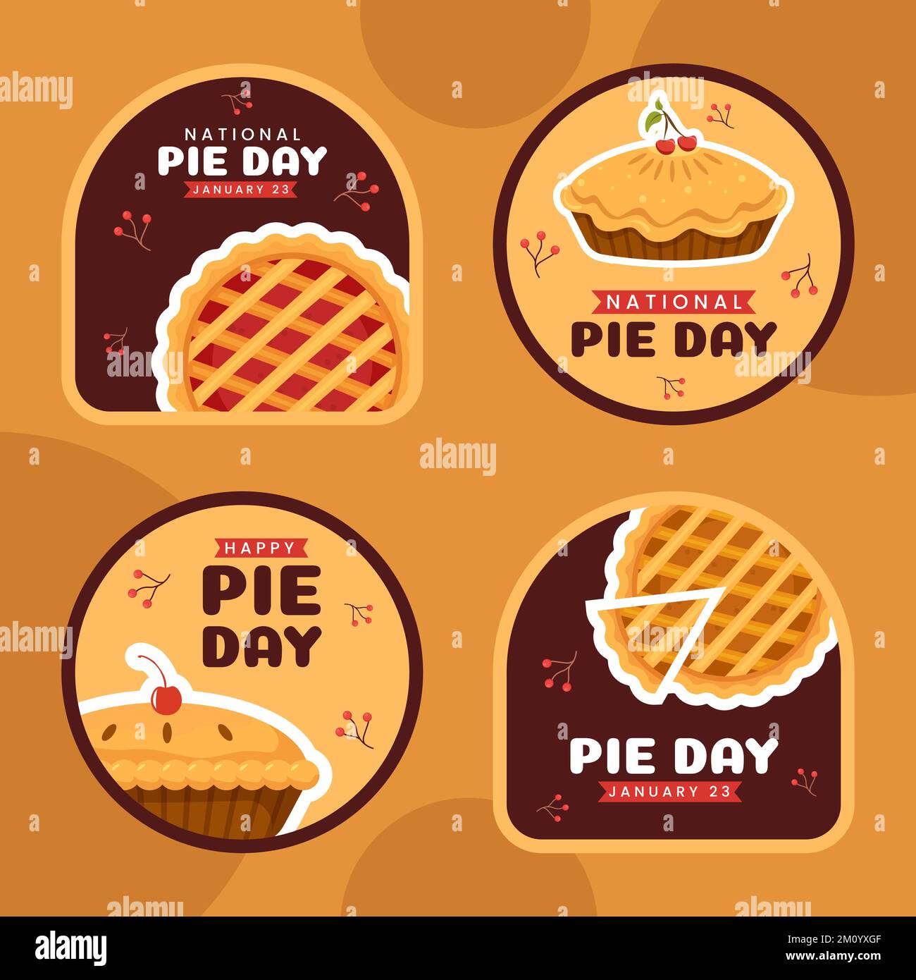 National Pie Day Label Flat Cartoon Hand Drawn Templates Illustration ...
