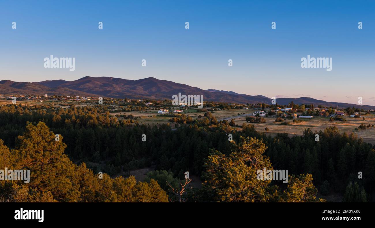 Panorama of the town of Truchas, New Mexico and the Sangre de Cristo ...
