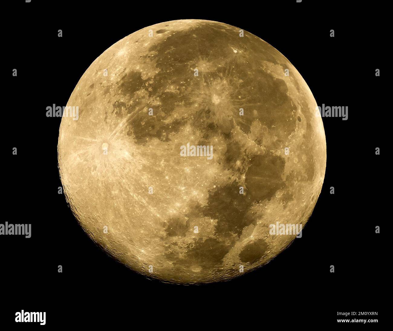 The full moon setting in the sky over Doha, Qatar. Picture date: Friday ...