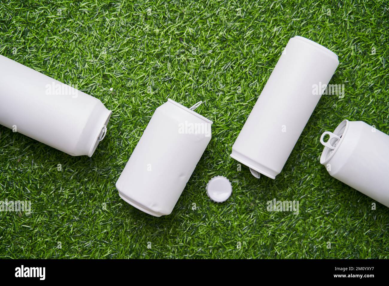 Many metal tins, cans and jars for recycling. Aluminum metal food and ...