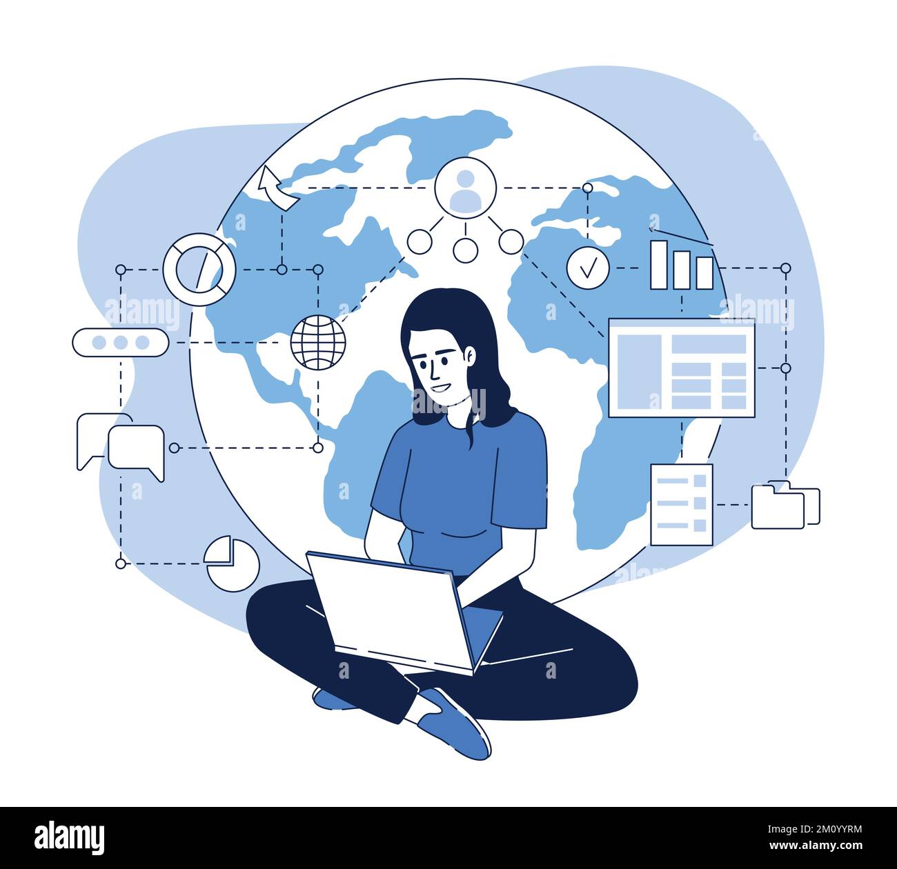 Freelancer at work flat concept vector illustration Stock Vector Image ...