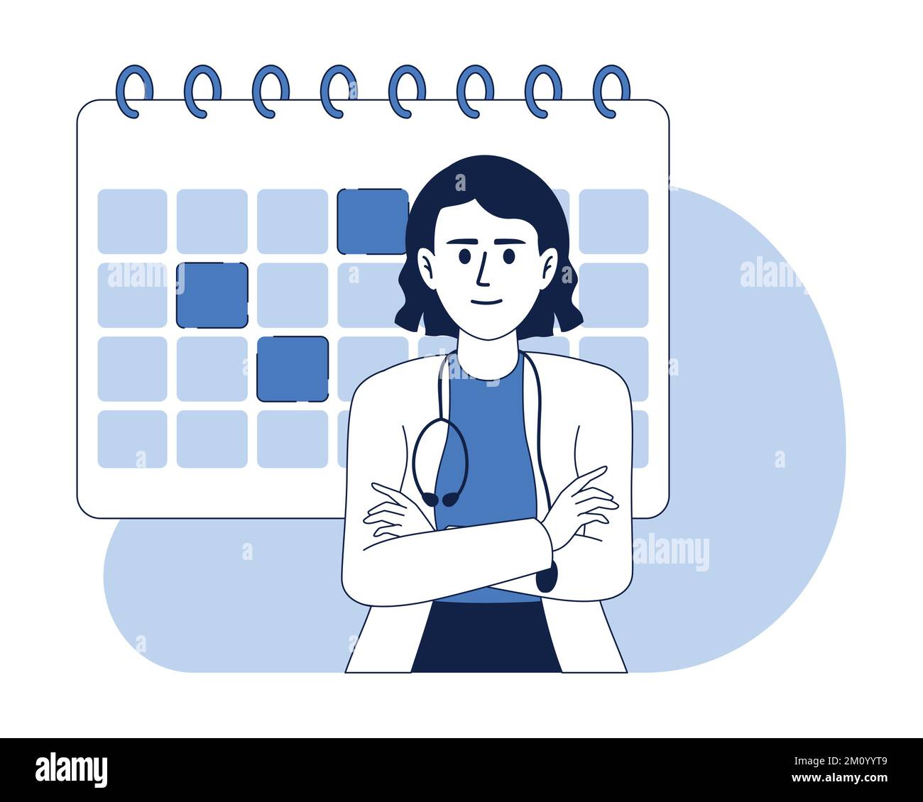 Regular medical examination 2D vector isolated linear illustration ...
