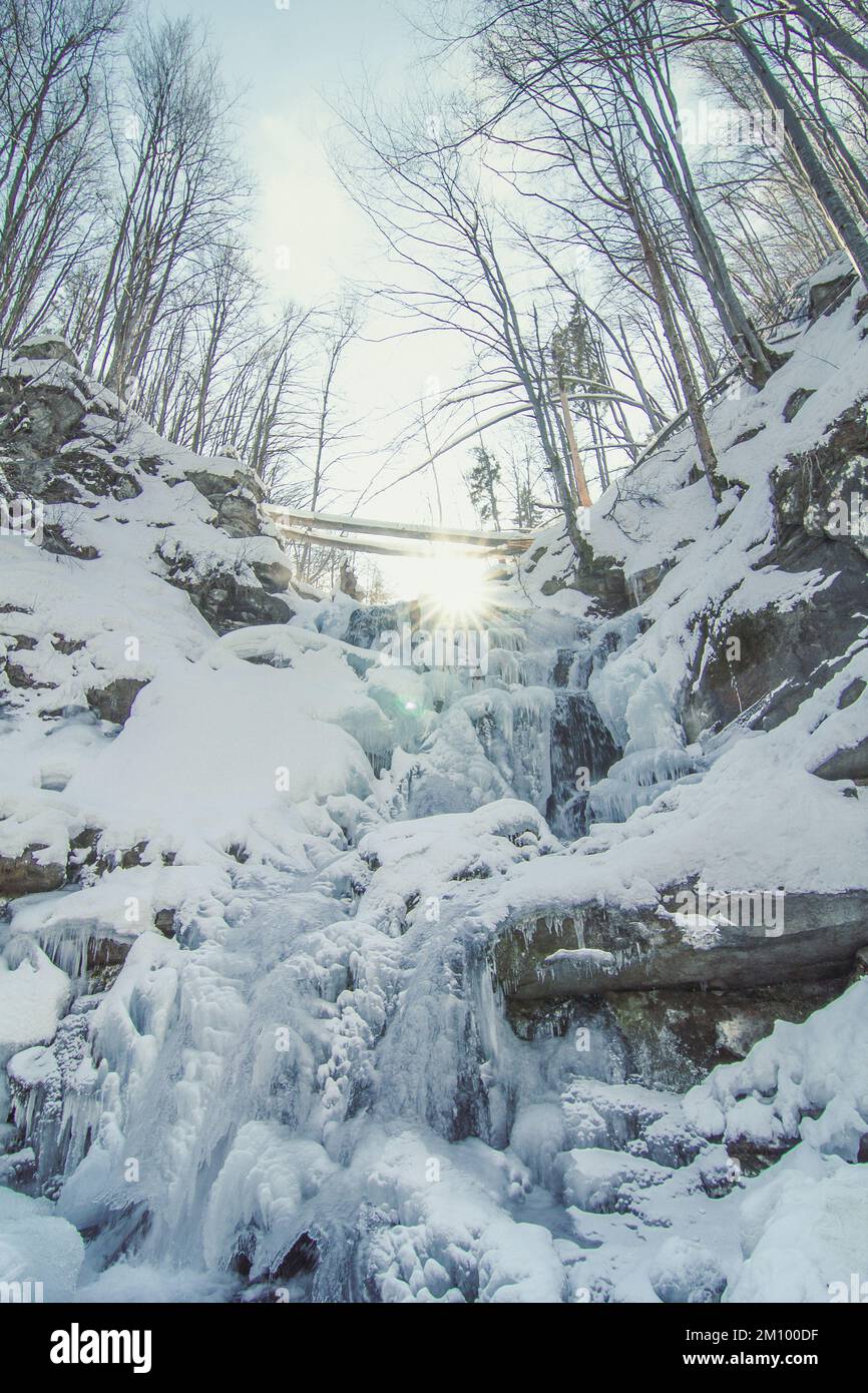 Frozen fall with sunlight landscape photo Stock Photo - Alamy