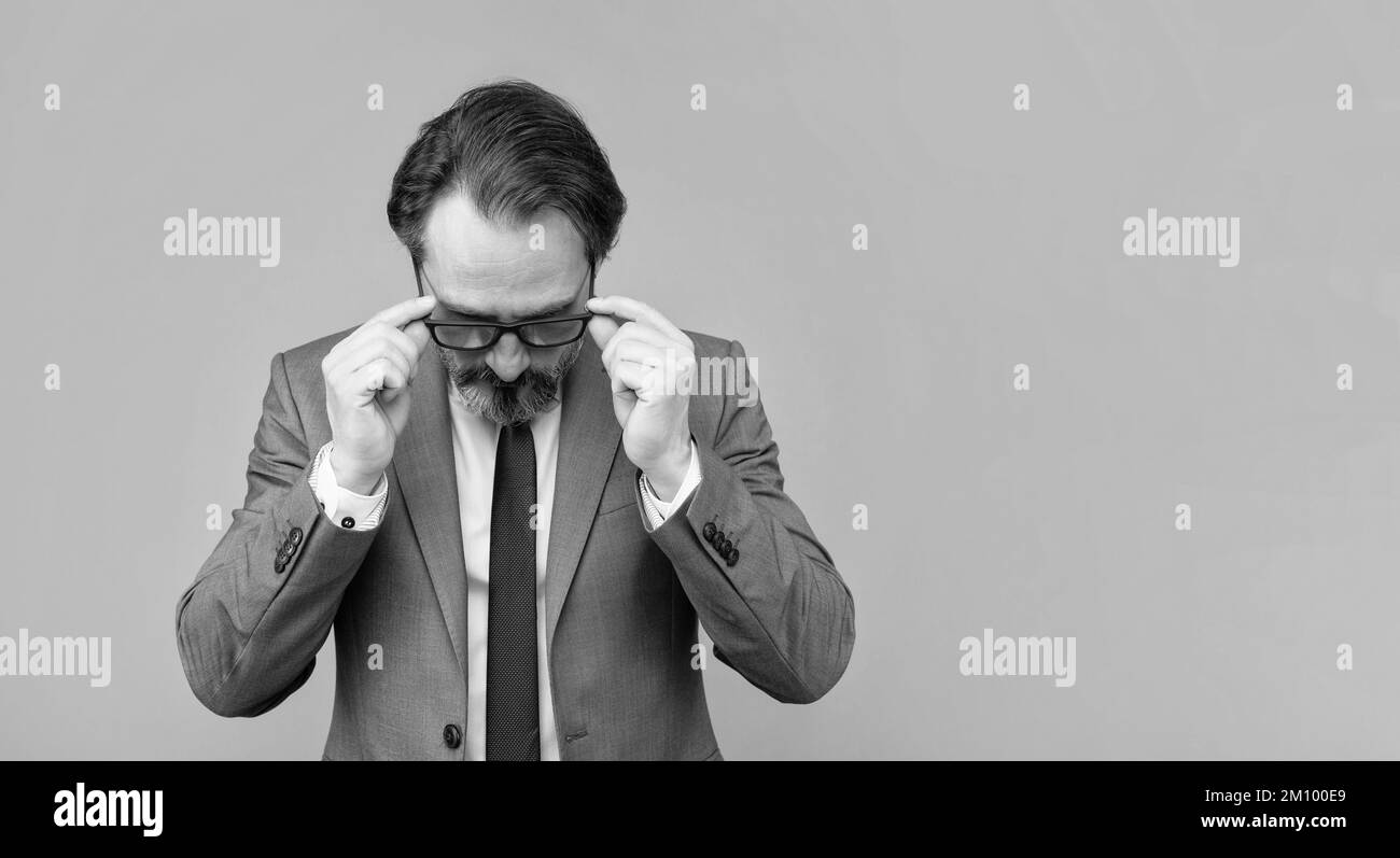 man look through eyeglasses. vision acuity and eyesight. vision ...