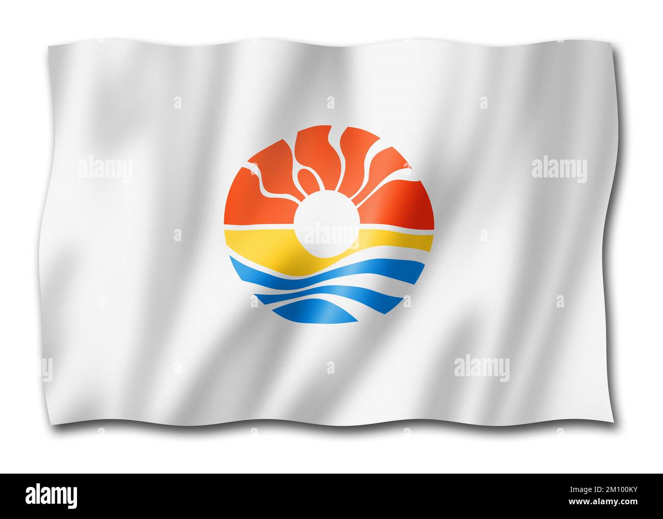 Benito Juarez city flag, Mexico waving banner collection. 3D ...