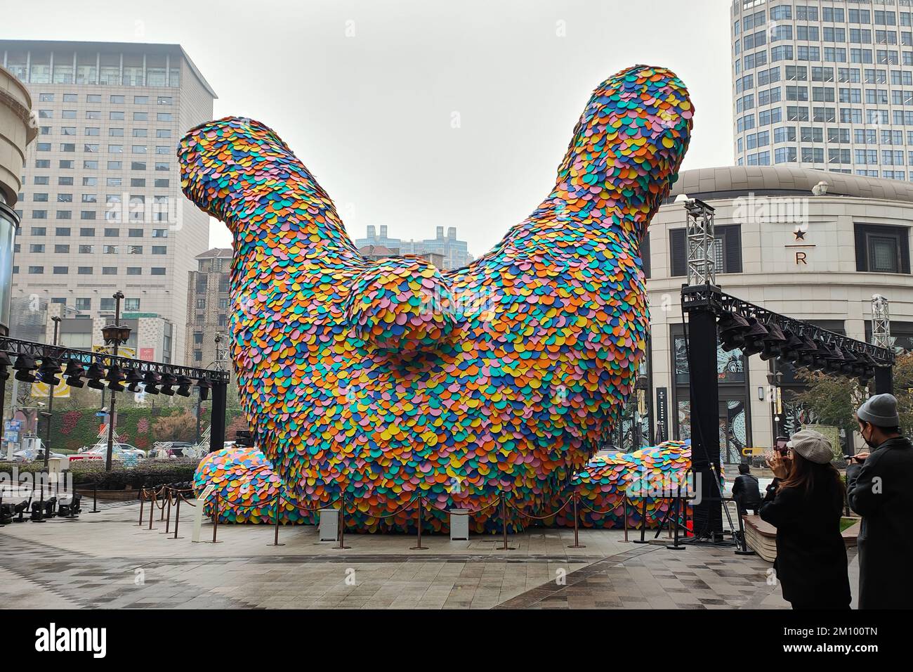 SHANGHAI, CHINA - DECEMBER 9, 2022 - A giant rabbit is seen in front of ...
