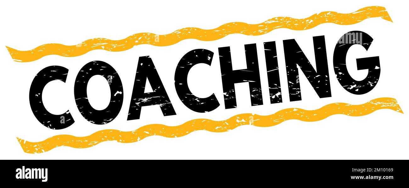 COACHING text written on yellow-black lines stamp sign Stock Photo - Alamy