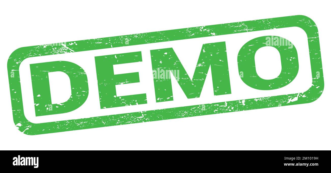 DEMO text written on green rectangle stamp sign Stock Photo - Alamy