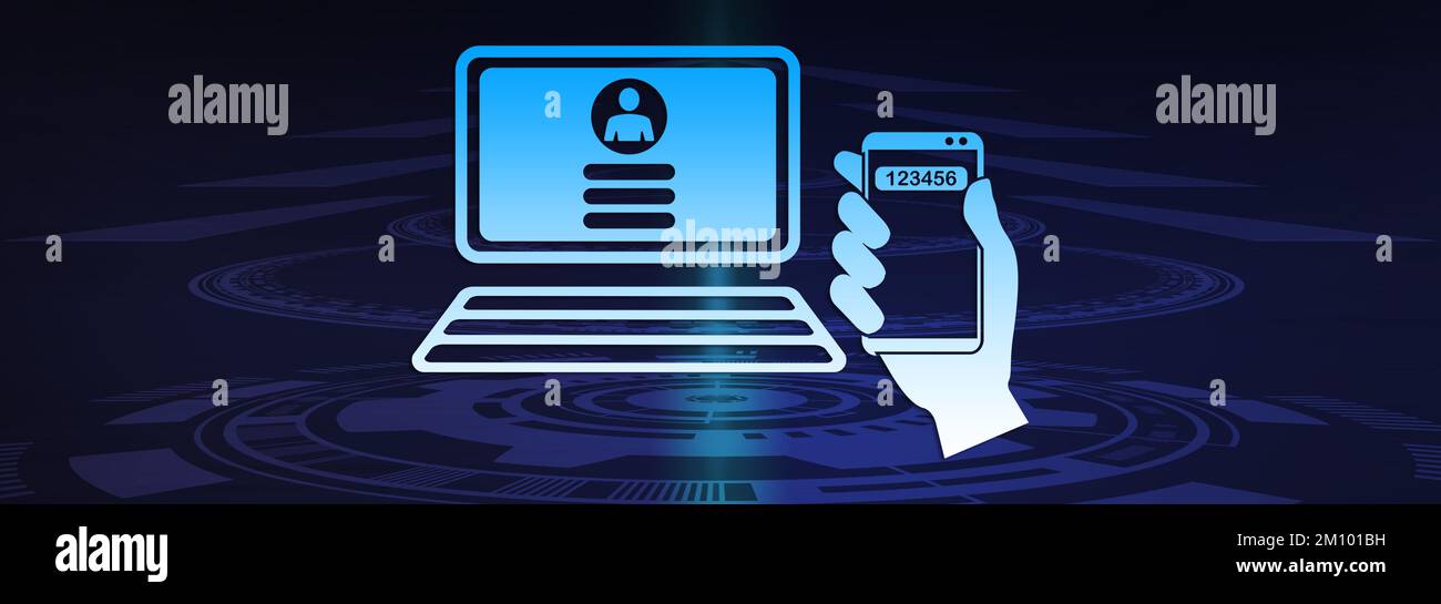 Illustration of a 2fa concept Stock Photo - Alamy