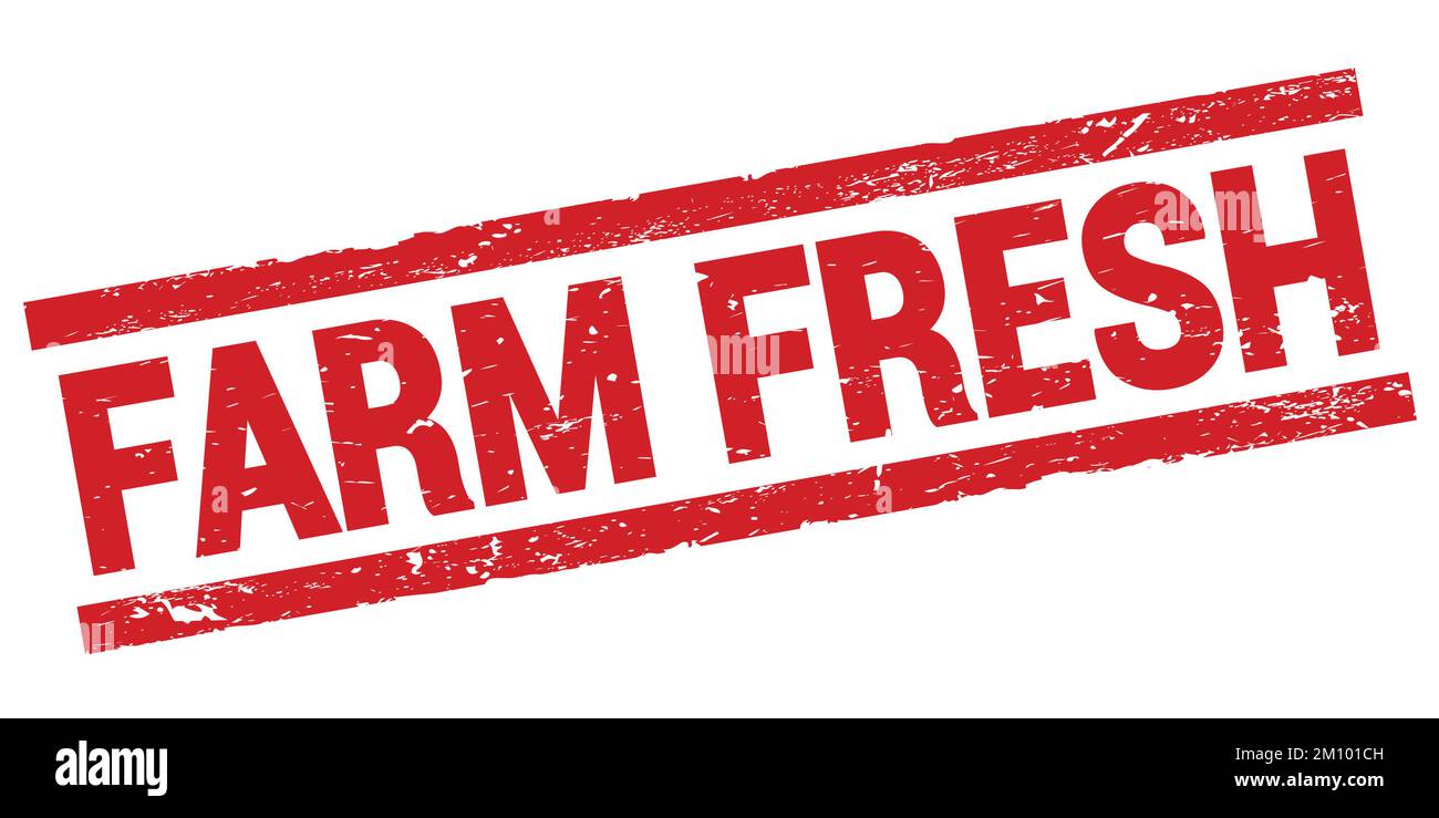 FARM FRESH text written on red rectangle stamp sign Stock Photo - Alamy