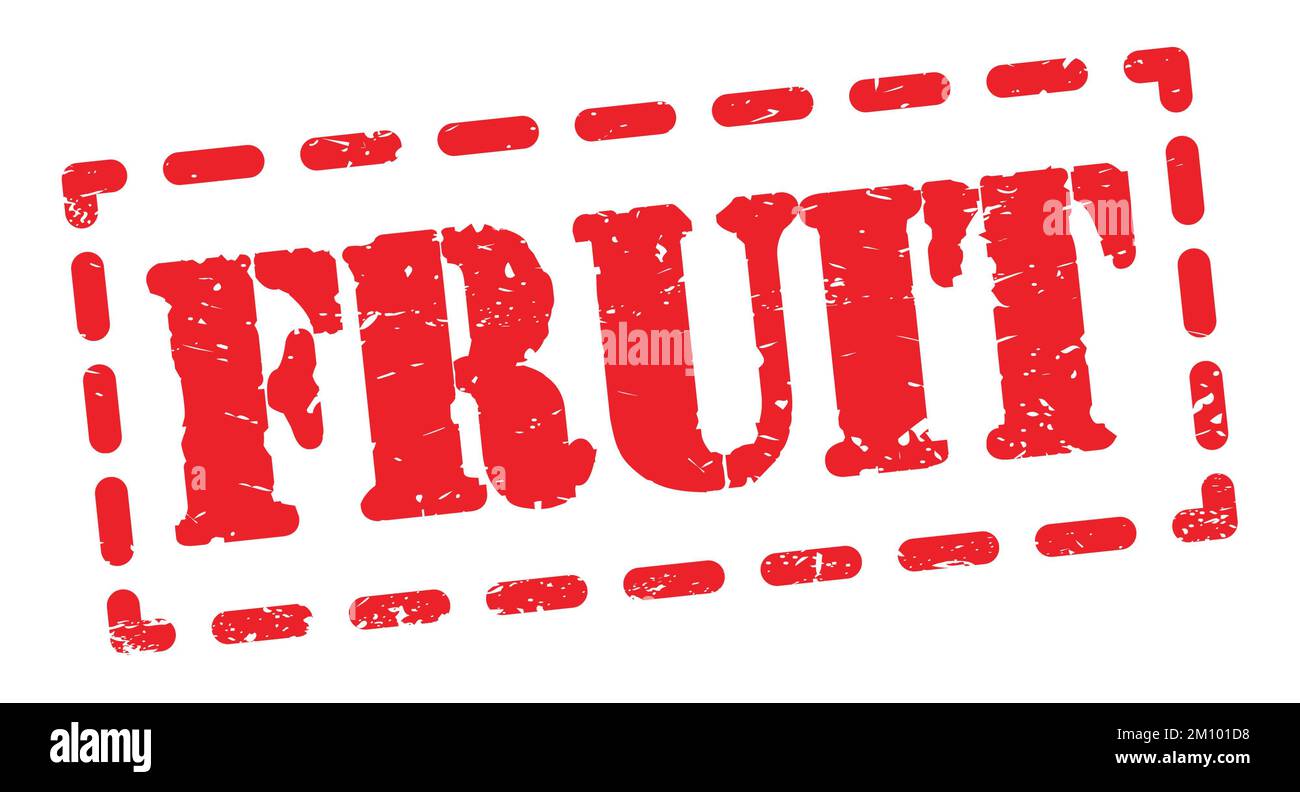 FRUIT text written on red dash stamp sign Stock Photo - Alamy