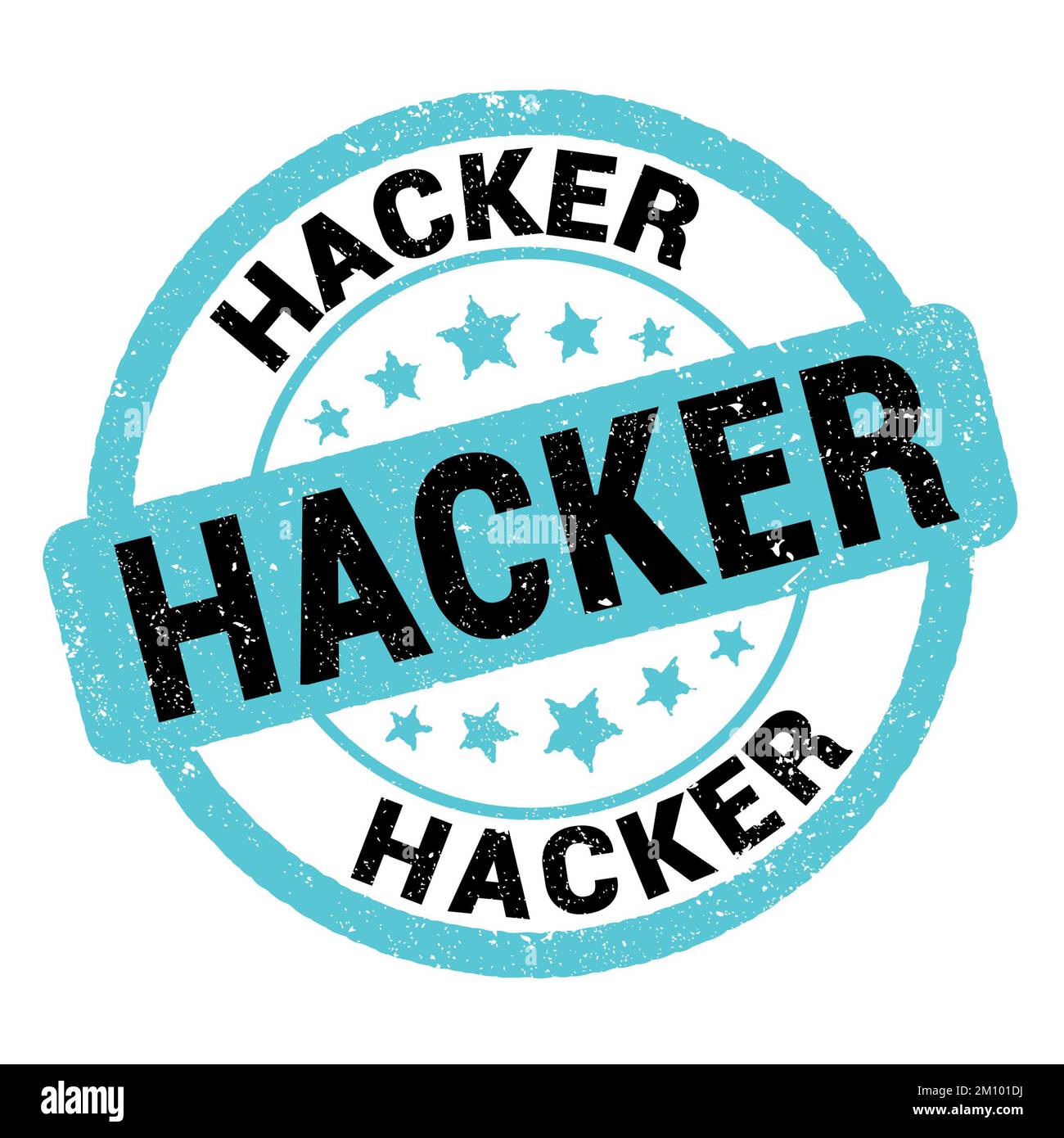HACKER text written on blue-black grungy stamp sign Stock Photo - Alamy