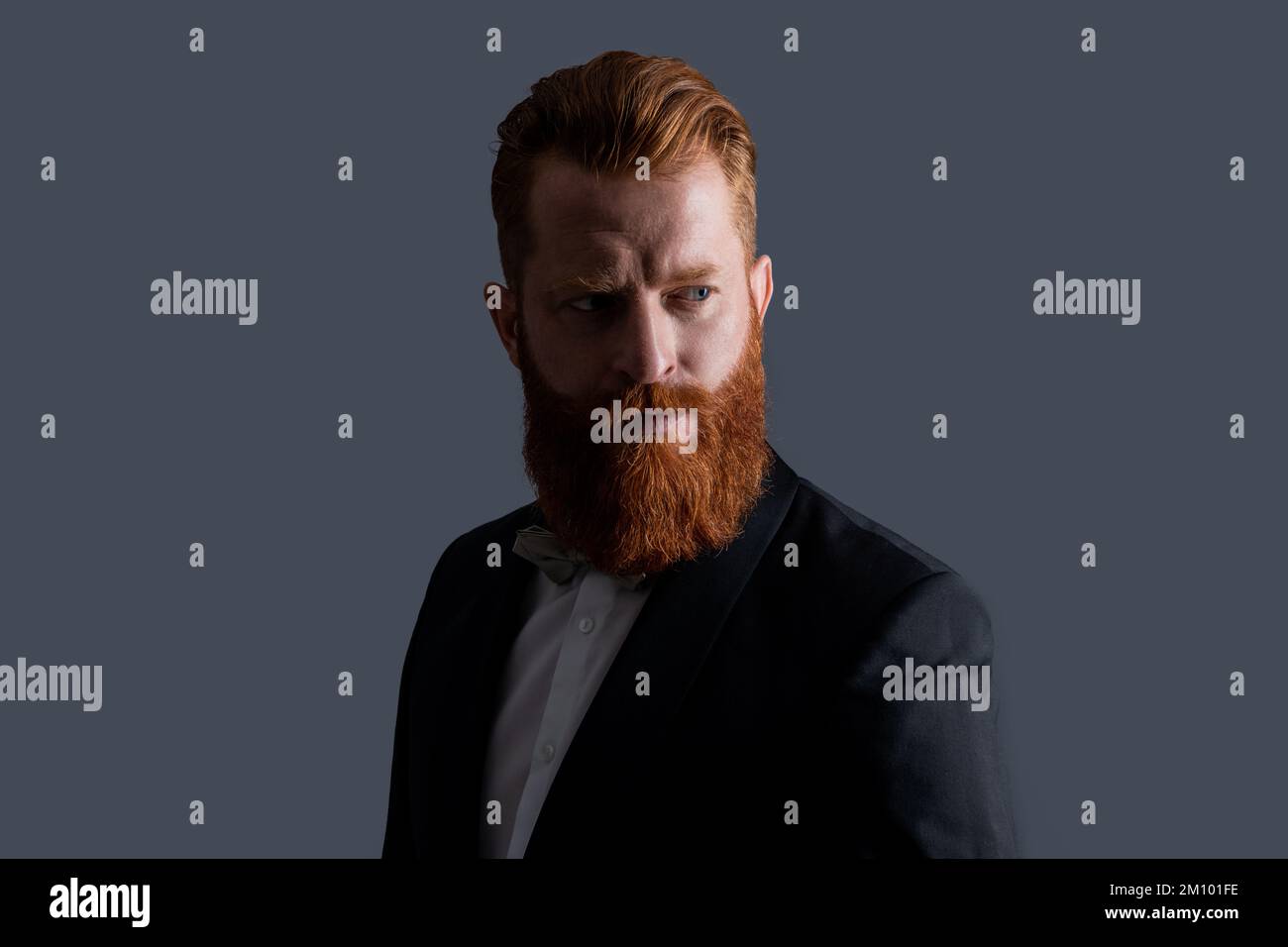 man face wearing tux formalwear. tux formalwear. bearded man in tux ...