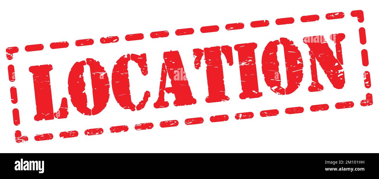 LOCATION text written on red dash stamp sign Stock Photo - Alamy