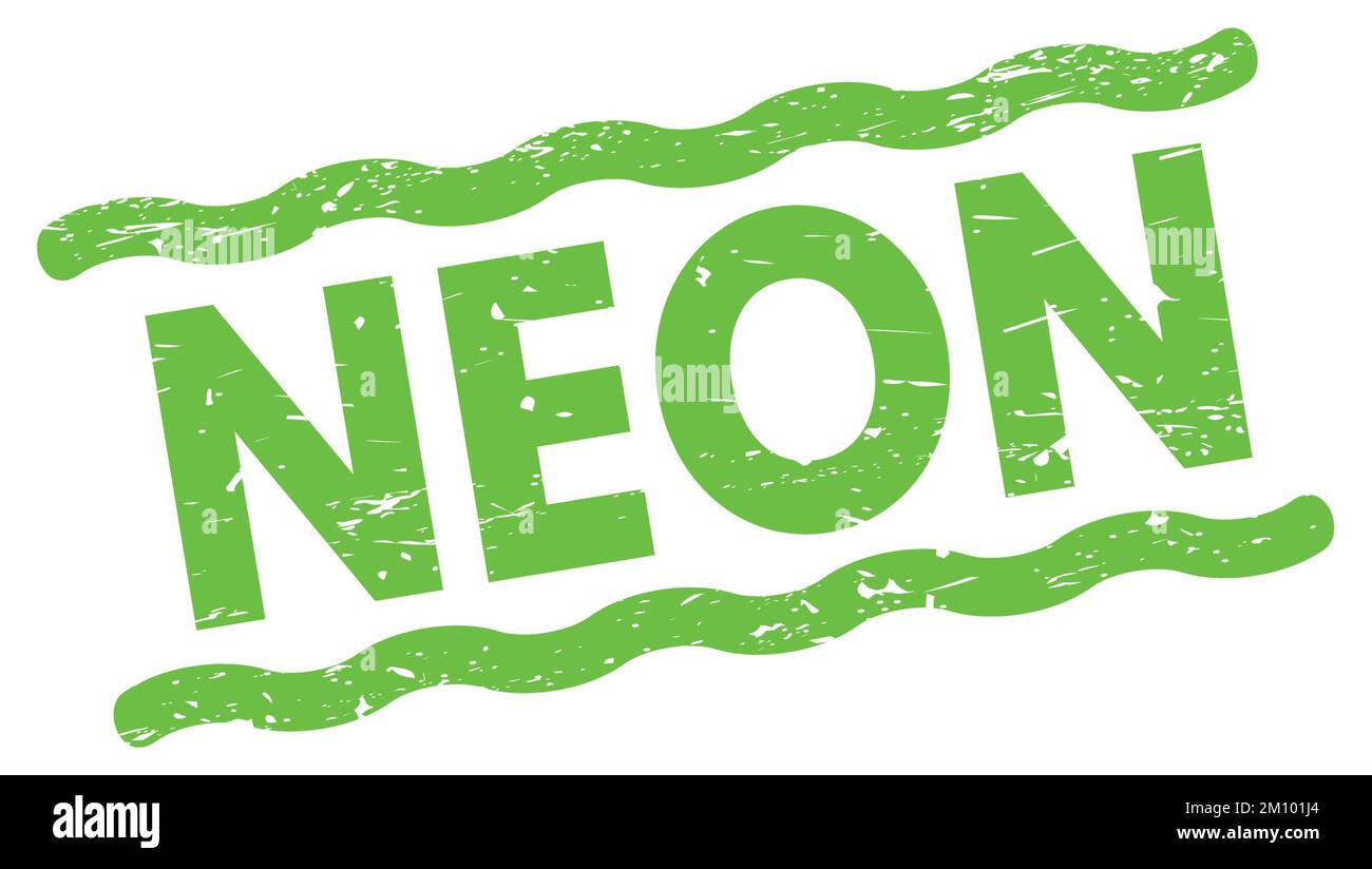 NEON text written on green lines stamp sign Stock Photo - Alamy
