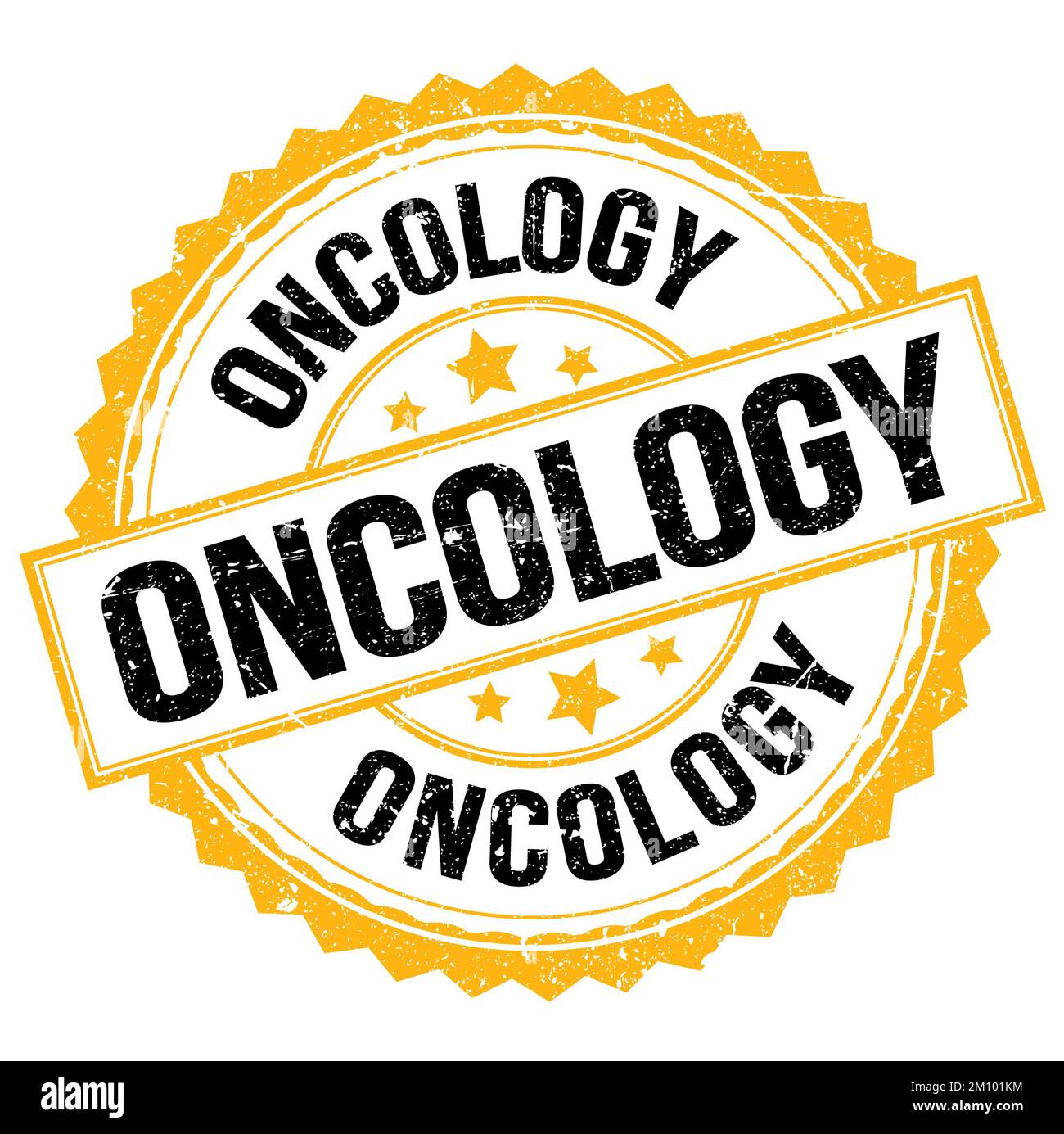 ONCOLOGY text written on yellow-black round stamp sign Stock Photo - Alamy