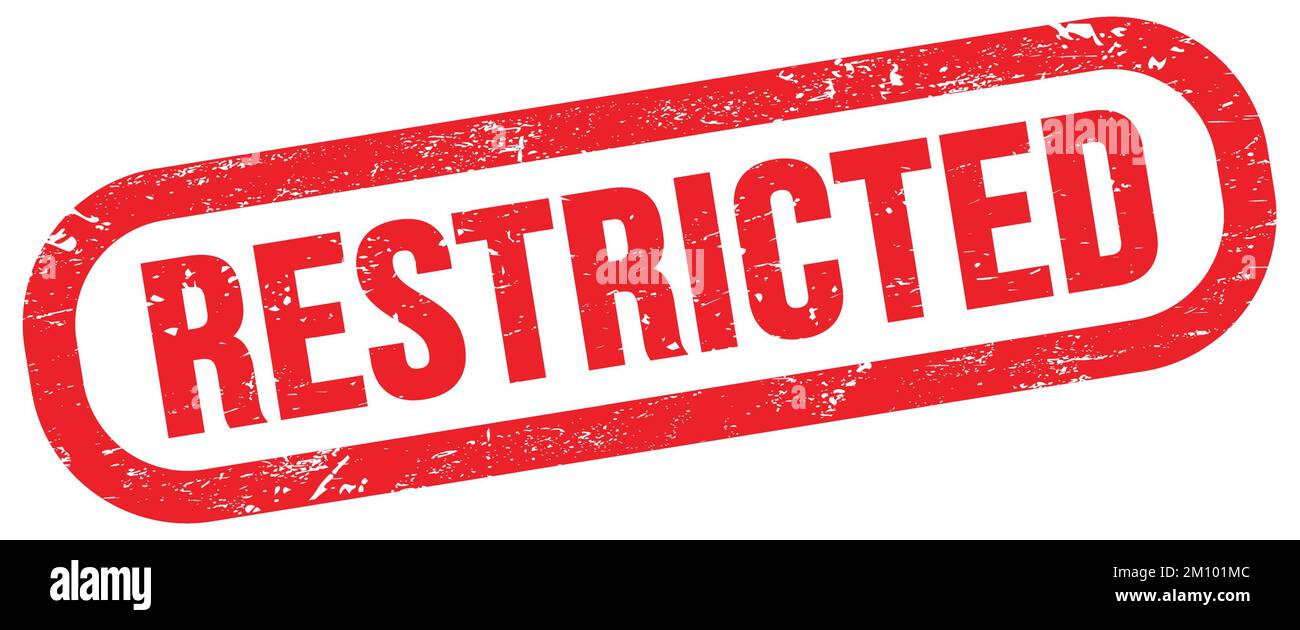 RESTRICTED, text on red rectangle stamp sign Stock Photo - Alamy