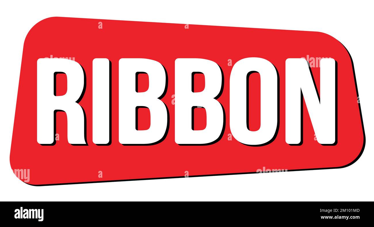 RIBBON text written on red trapeze stamp sign Stock Photo - Alamy