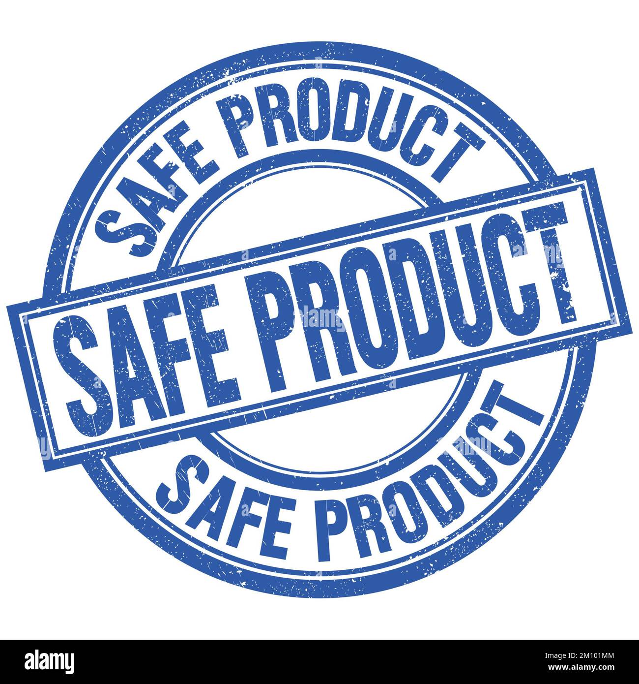 SAFE PRODUCT text written word on blue round stamp sign Stock Photo - Alamy