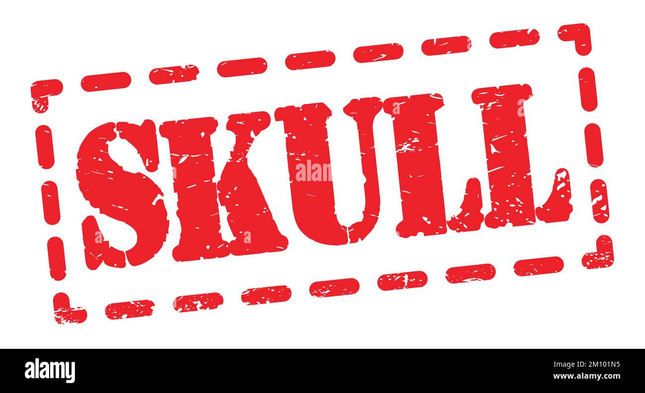 SKULL text written on red dash stamp sign Stock Photo - Alamy