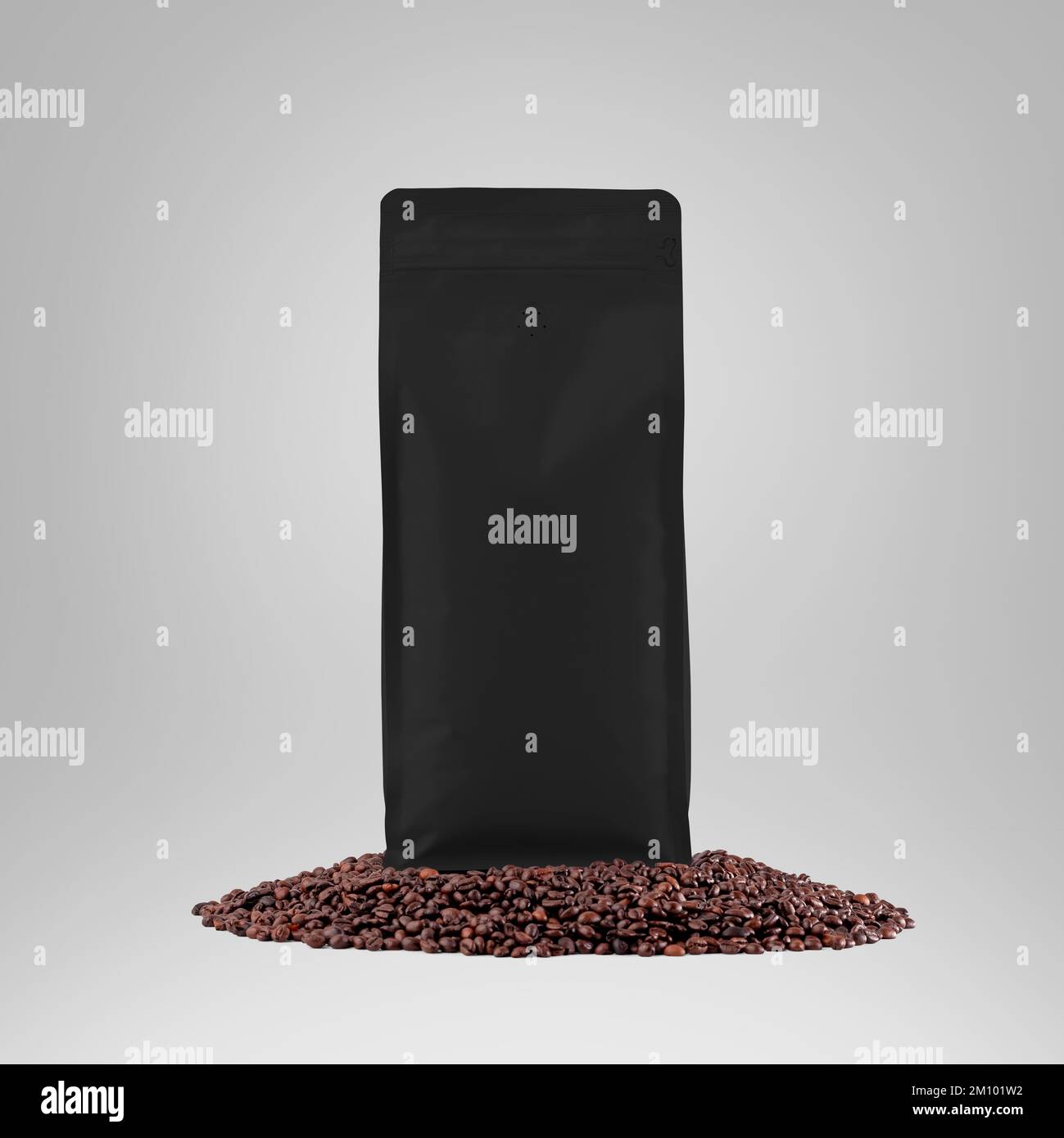 Black gusset packaging mockup with degassing valve, presentation of ...