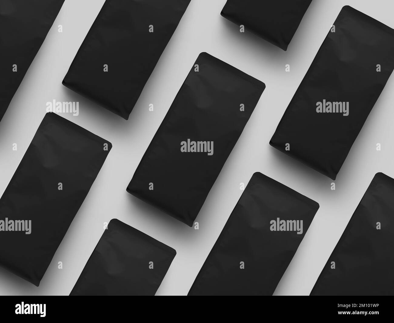 Mockup of black gusset coffee pouch, bag with diagonal presentation ...